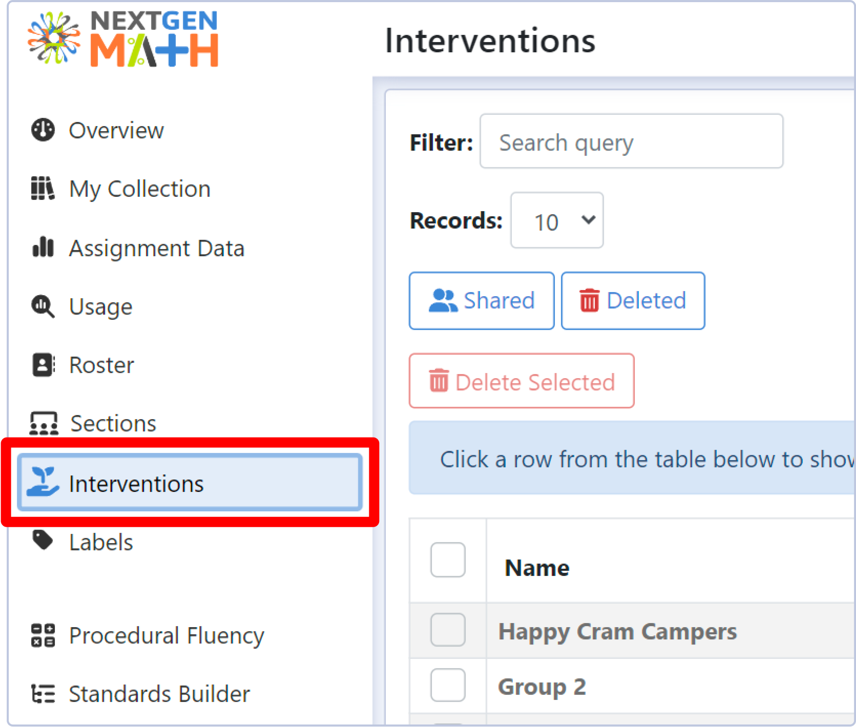 Creating intervention groups – Next Gen Math