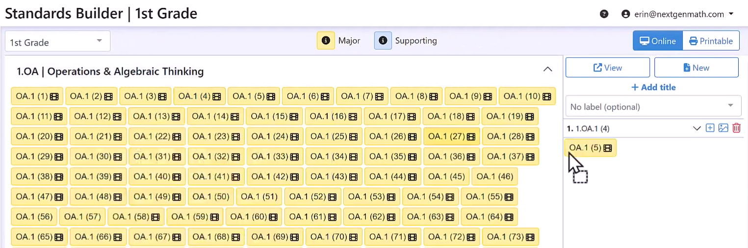 Adding stems from multiple grade levels to an assignment – Next Gen Math