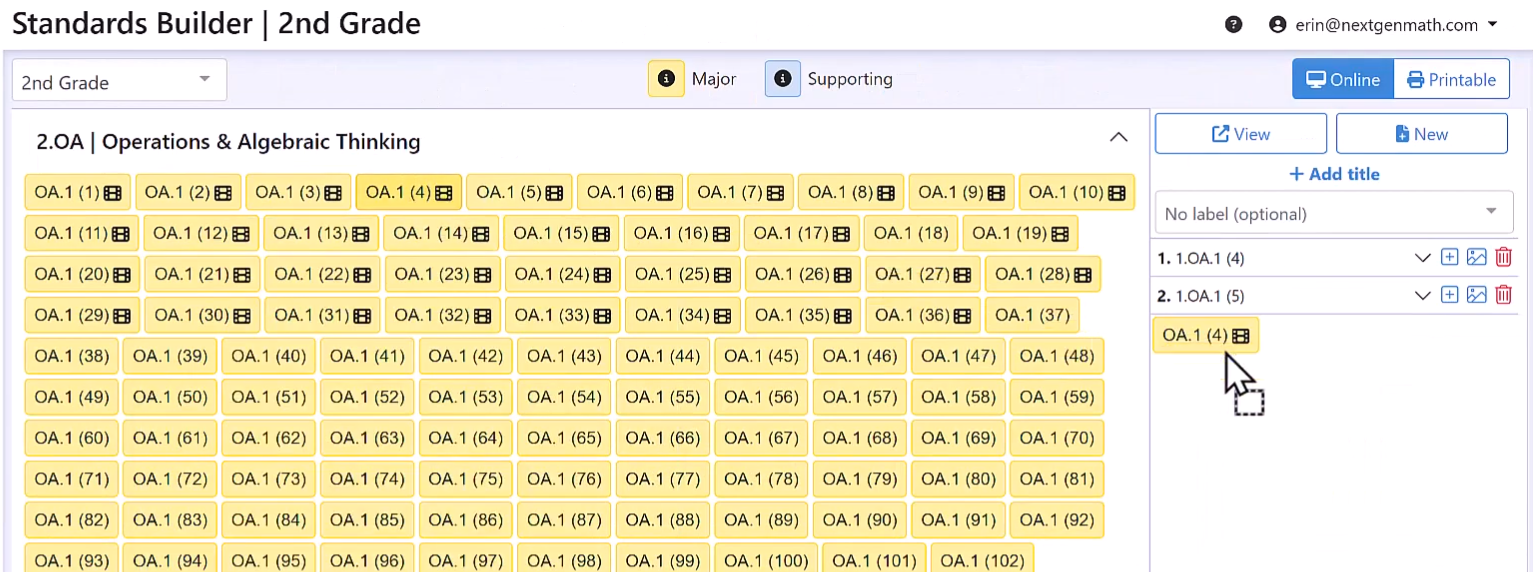 Adding stems from multiple grade levels to an assignment – Next Gen Math