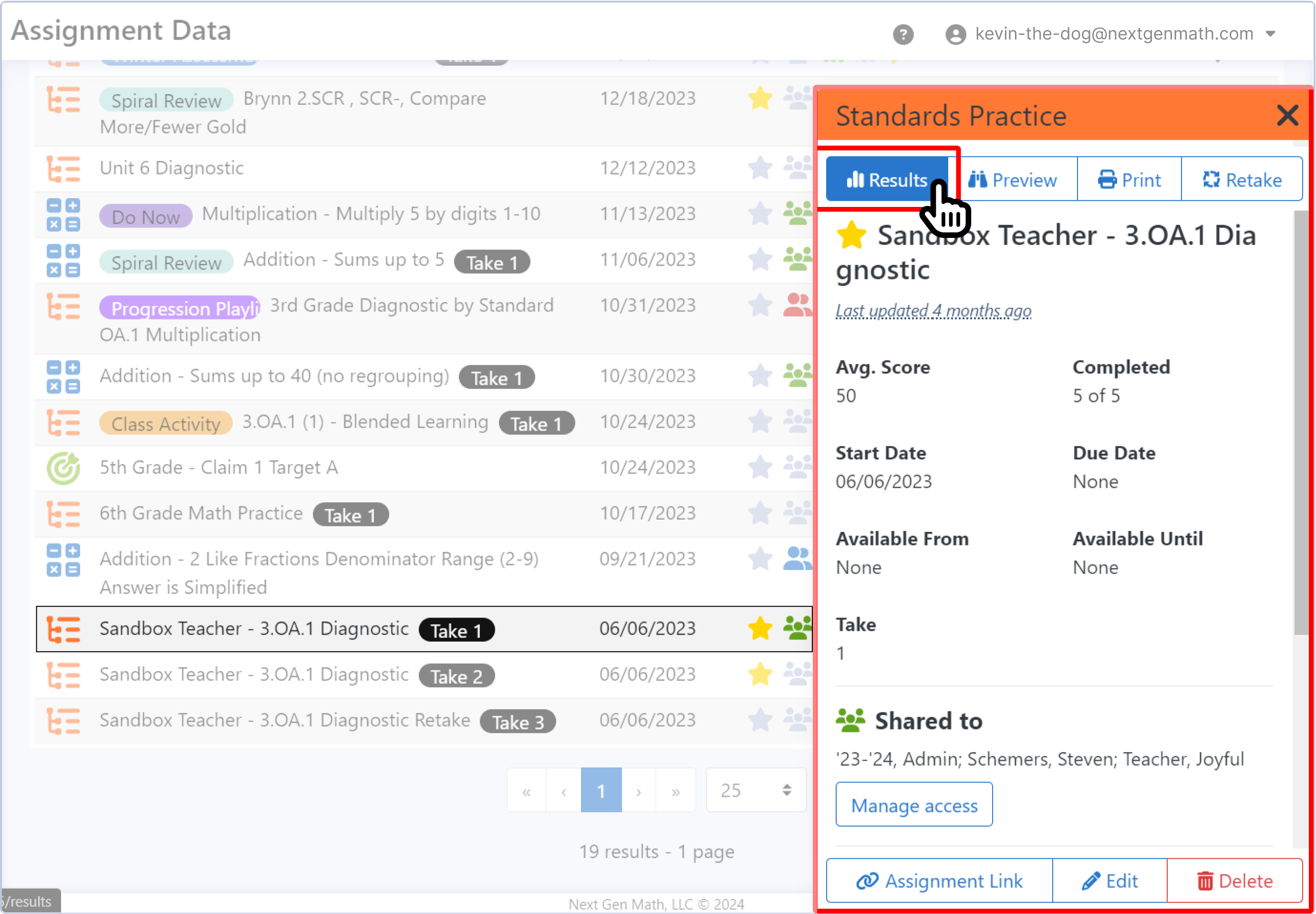 Editing cut scores – Next Gen Math