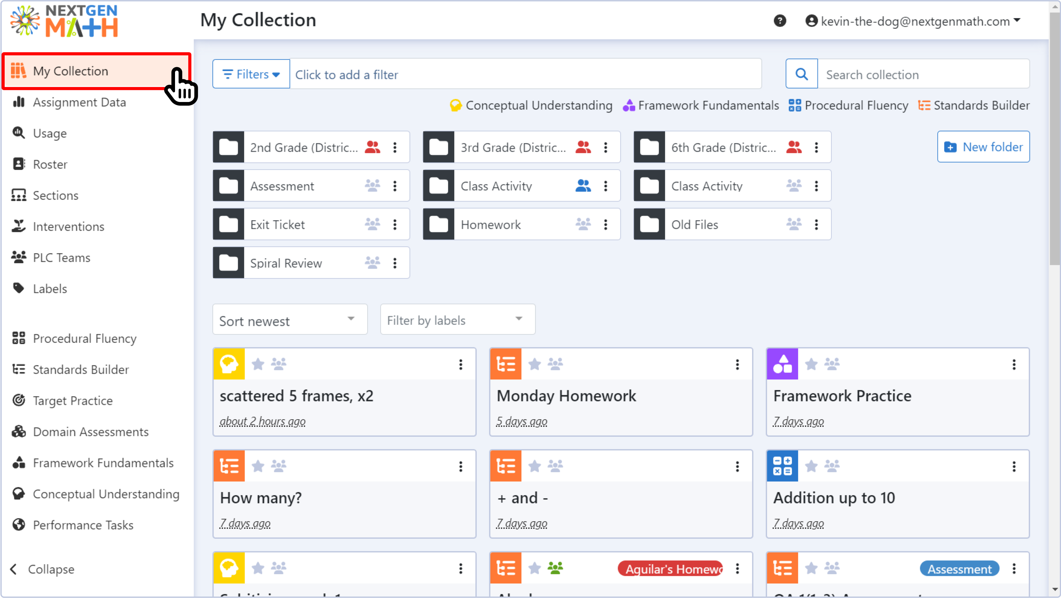 My Collection overview – Next Gen Math