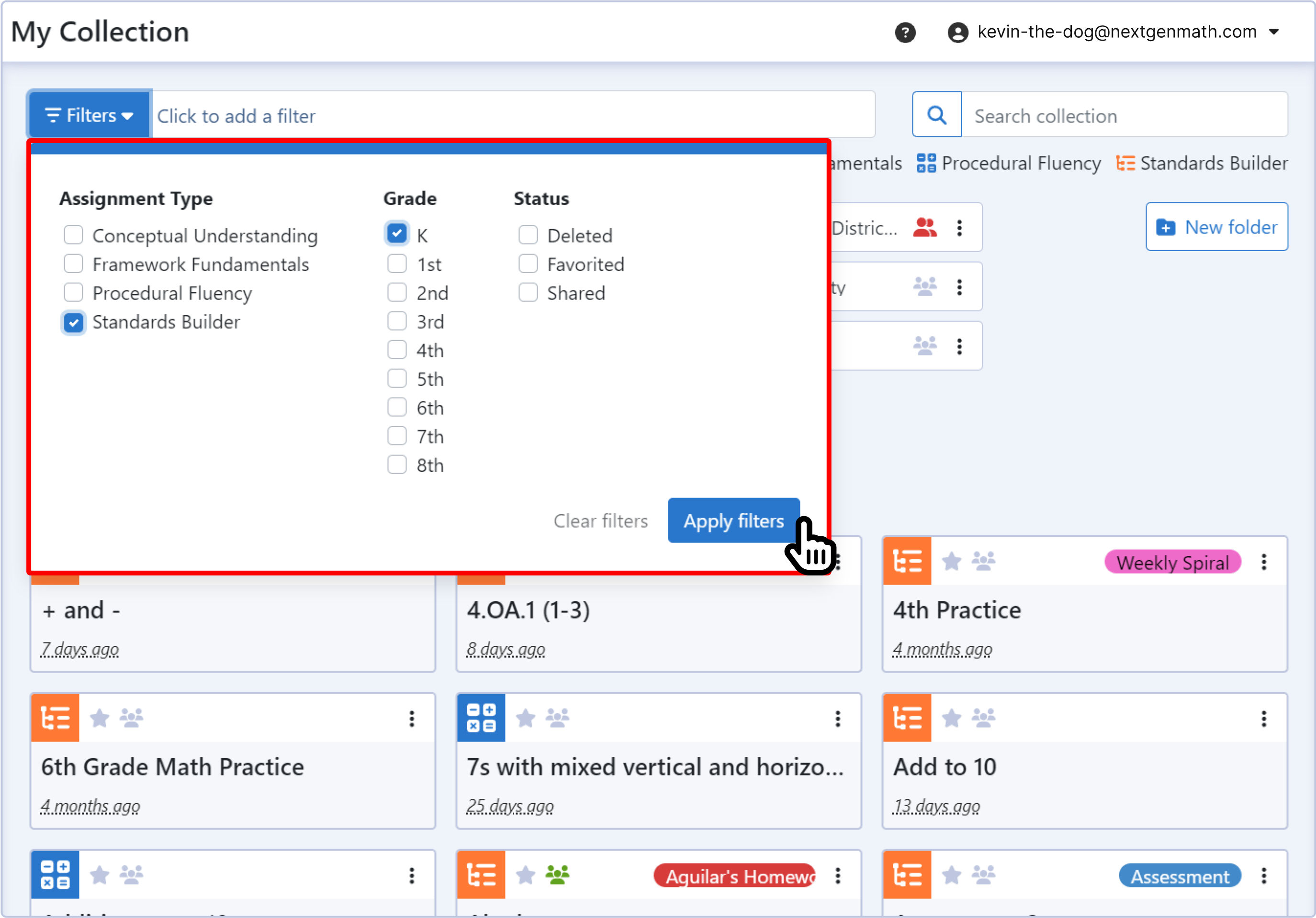 My Collection overview – Next Gen Math