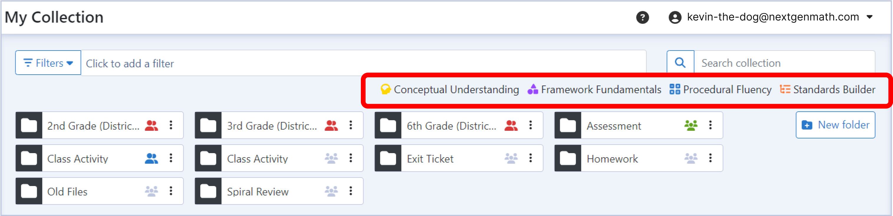 My Collection overview – Next Gen Math