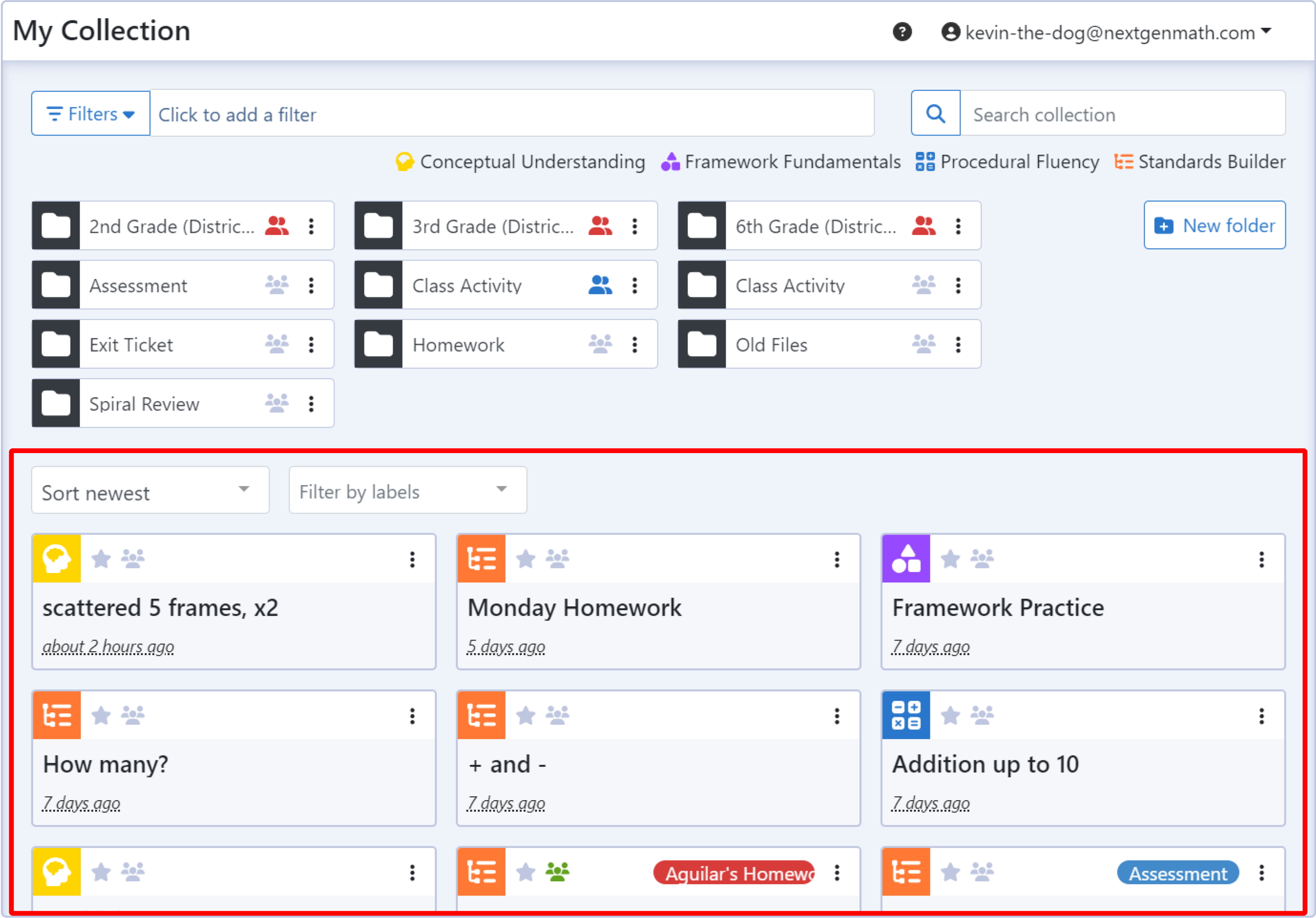 My Collection overview – Next Gen Math