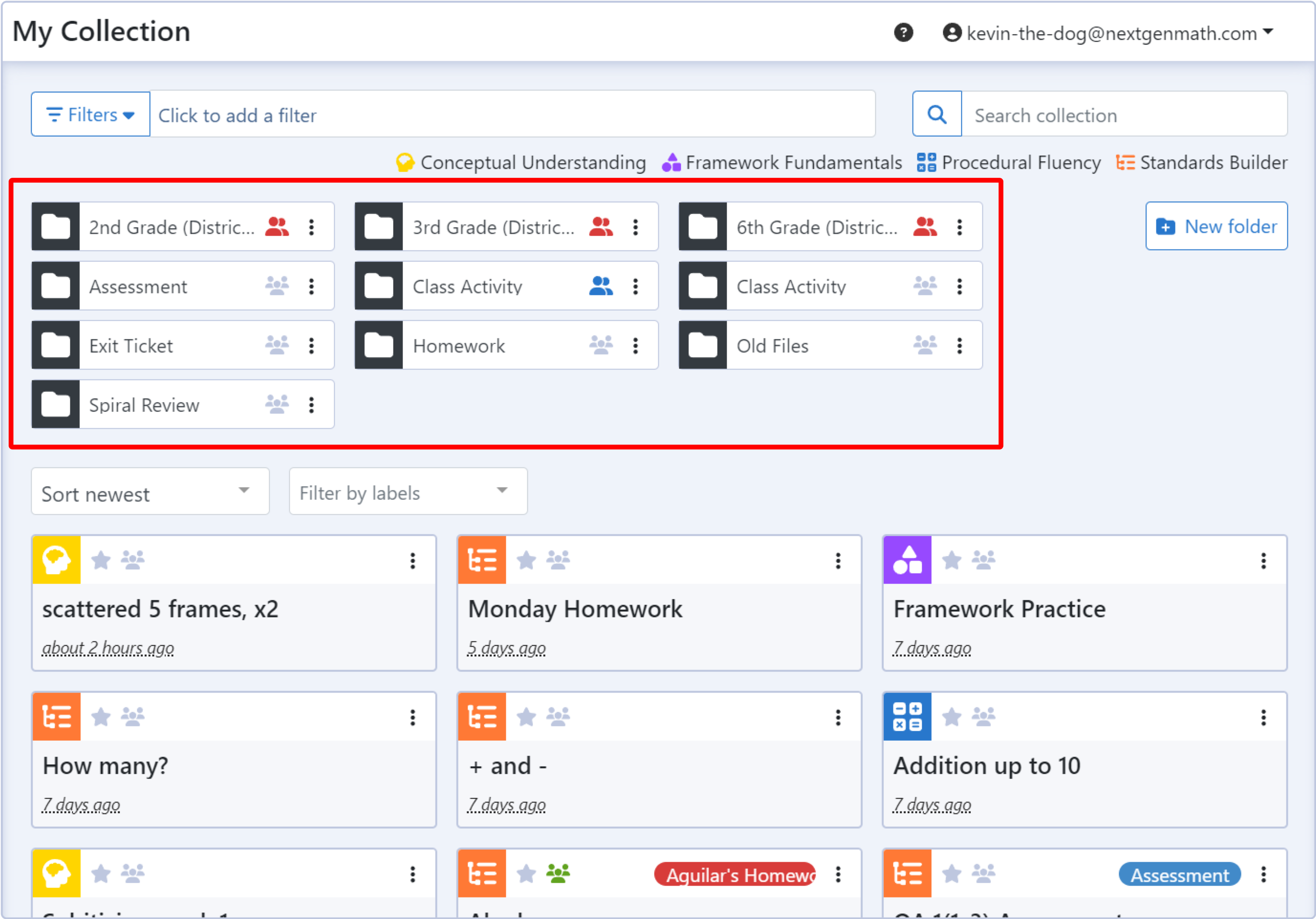 My Collection overview – Next Gen Math
