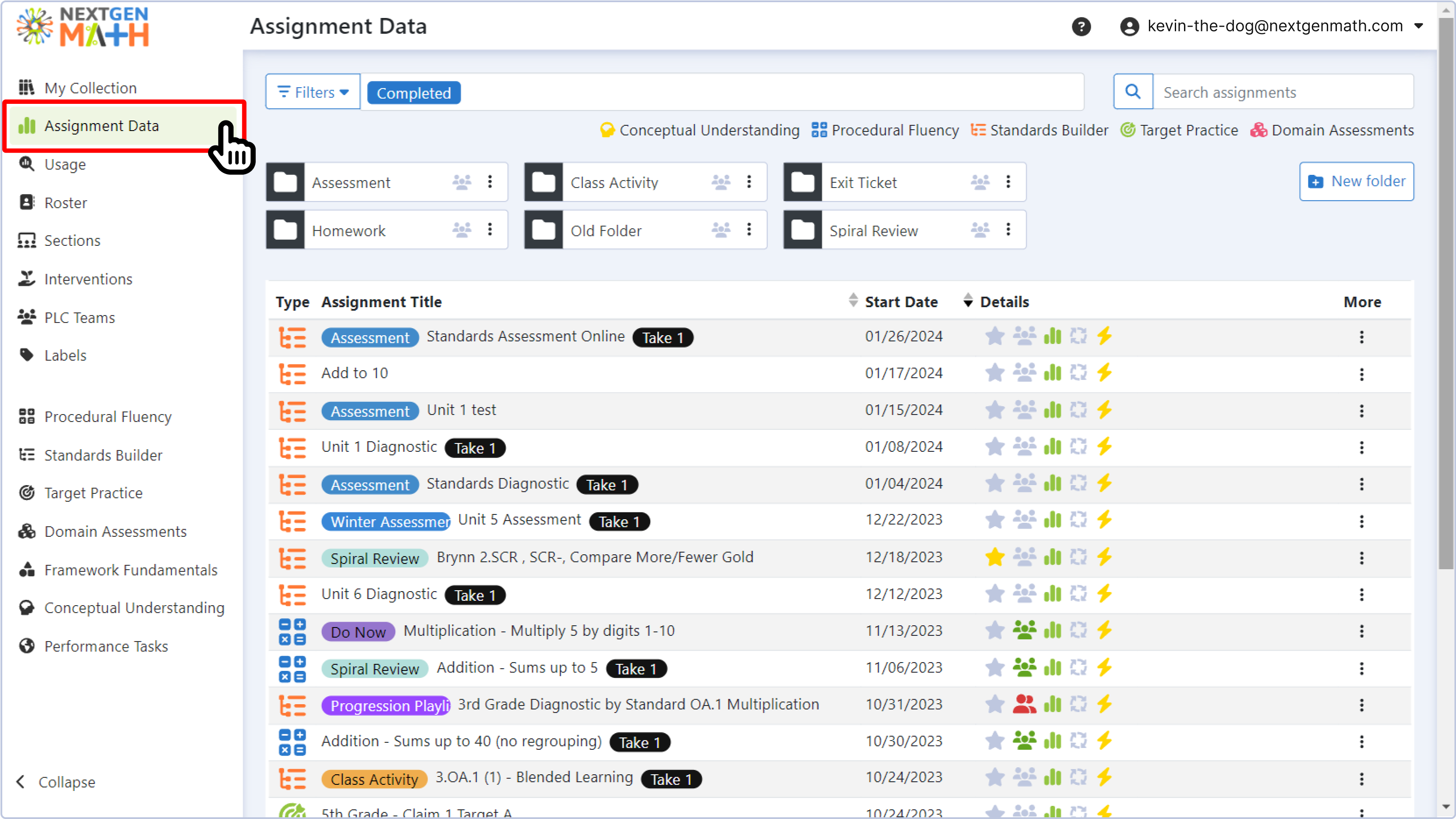 Mass reopening and restarting assignments – Next Gen Math
