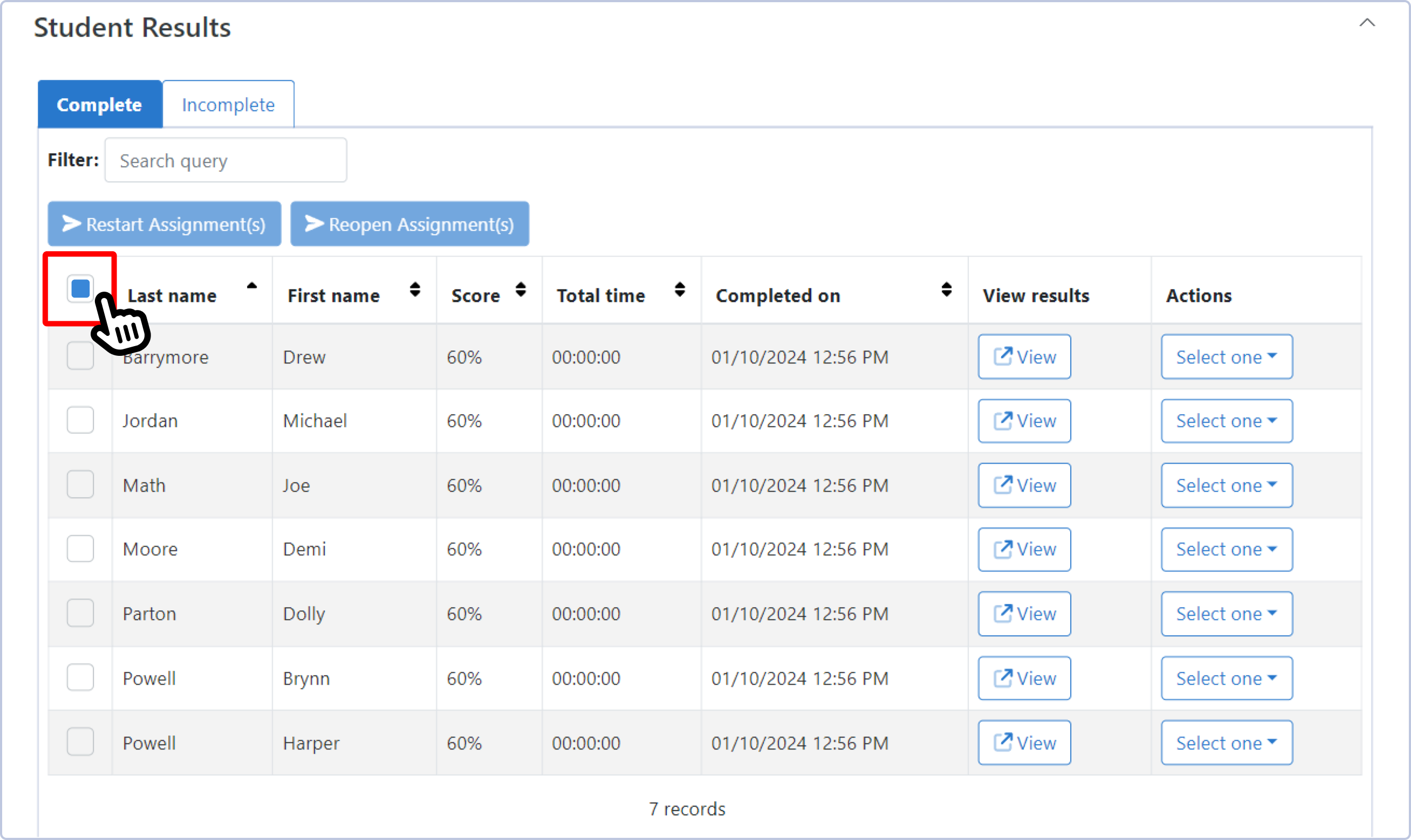 Mass reopening and restarting assignments – Next Gen Math