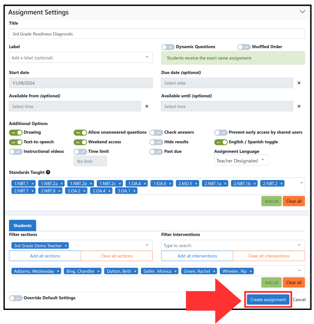 Editing an Assignment to Add a Newly Enrolled Student – Next Gen Math